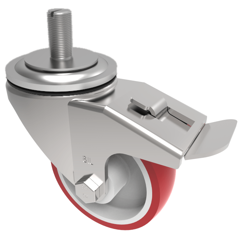 Polyurethane on Nylon Stem Swivel Castor Brake 125mm 250kg Load ...