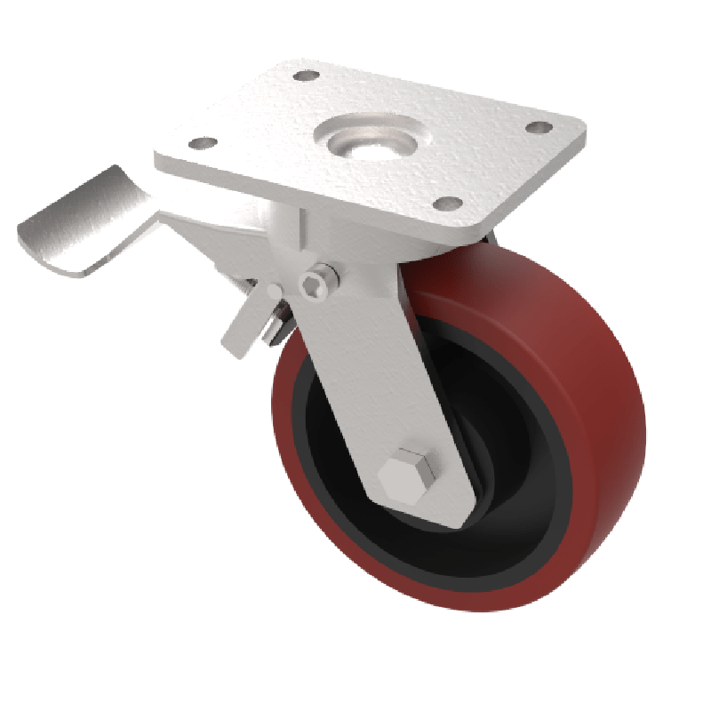 Polyurethane Cast Iron Plate Swivel Castor Brake 125mm 500kg Load ...