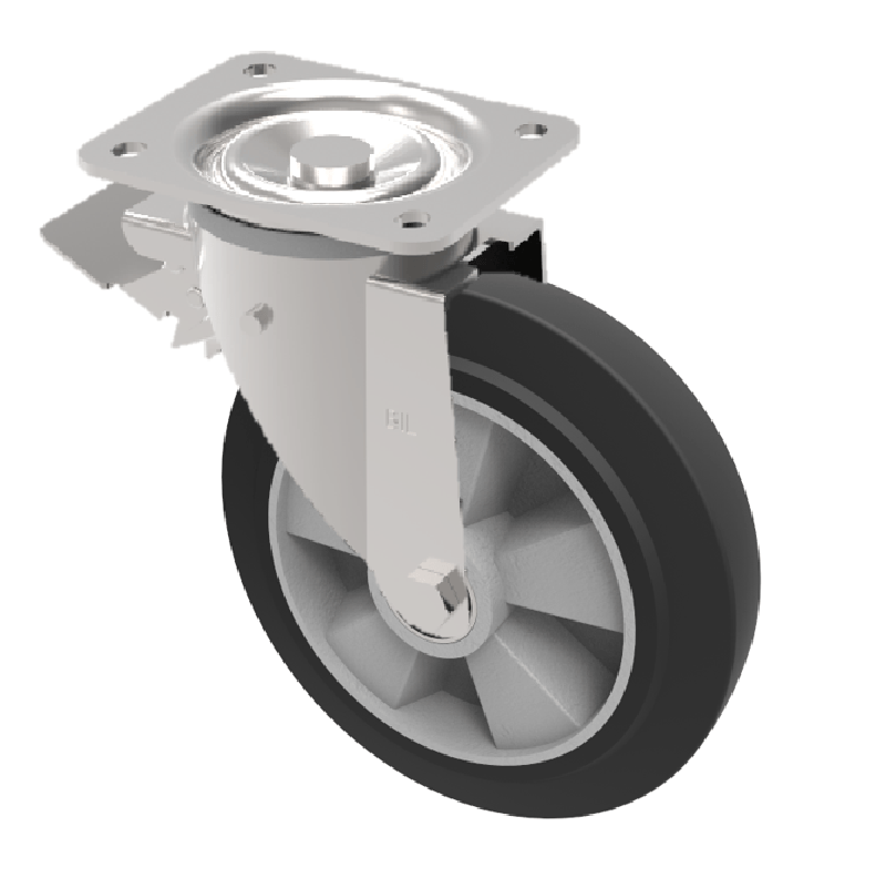 Elastic Rubber on Aluminium Plate Swivel Castor Brake 160mm 350kg Load ...