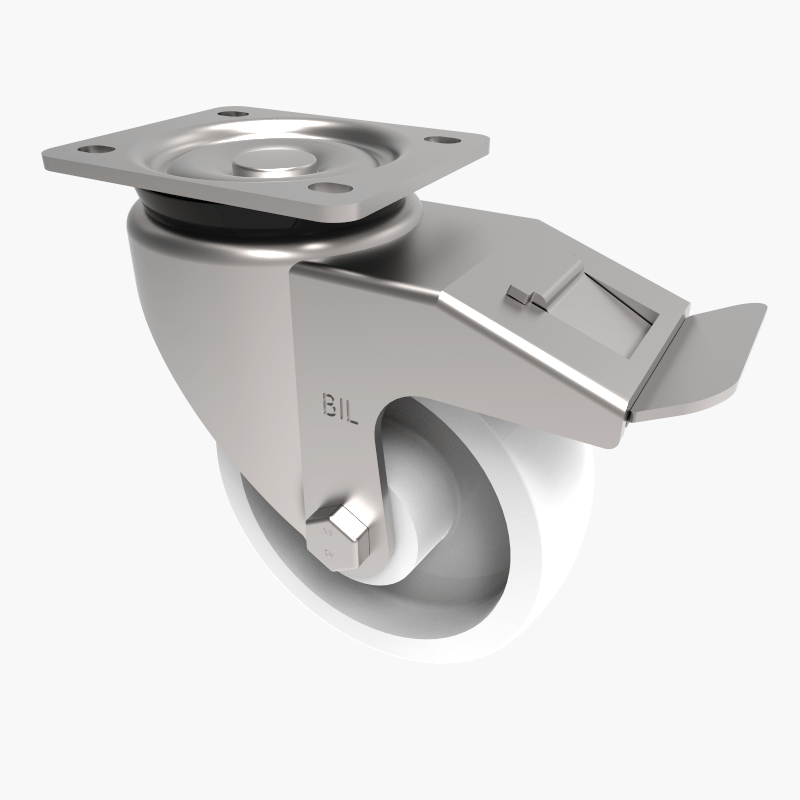 Nylon Plate Swivel Castor Brake 125mm 500kg Load – Merlinindustrial