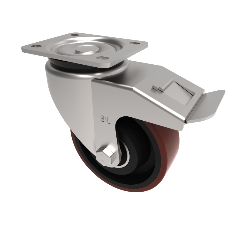 Polyurethane Cast Iron Plate Swivel Castor Brake 125mm 400kg Load ...