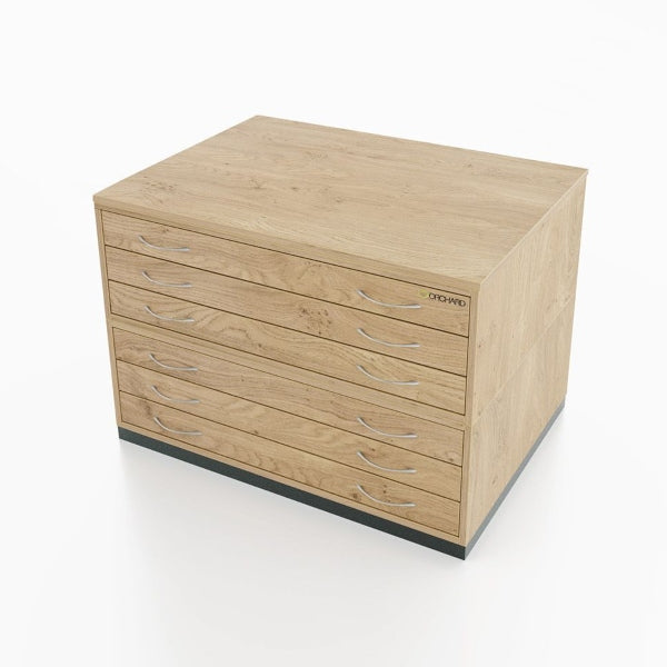 Traditional A1 6 Drawer Plan Chest OAK – Merlinindustrial